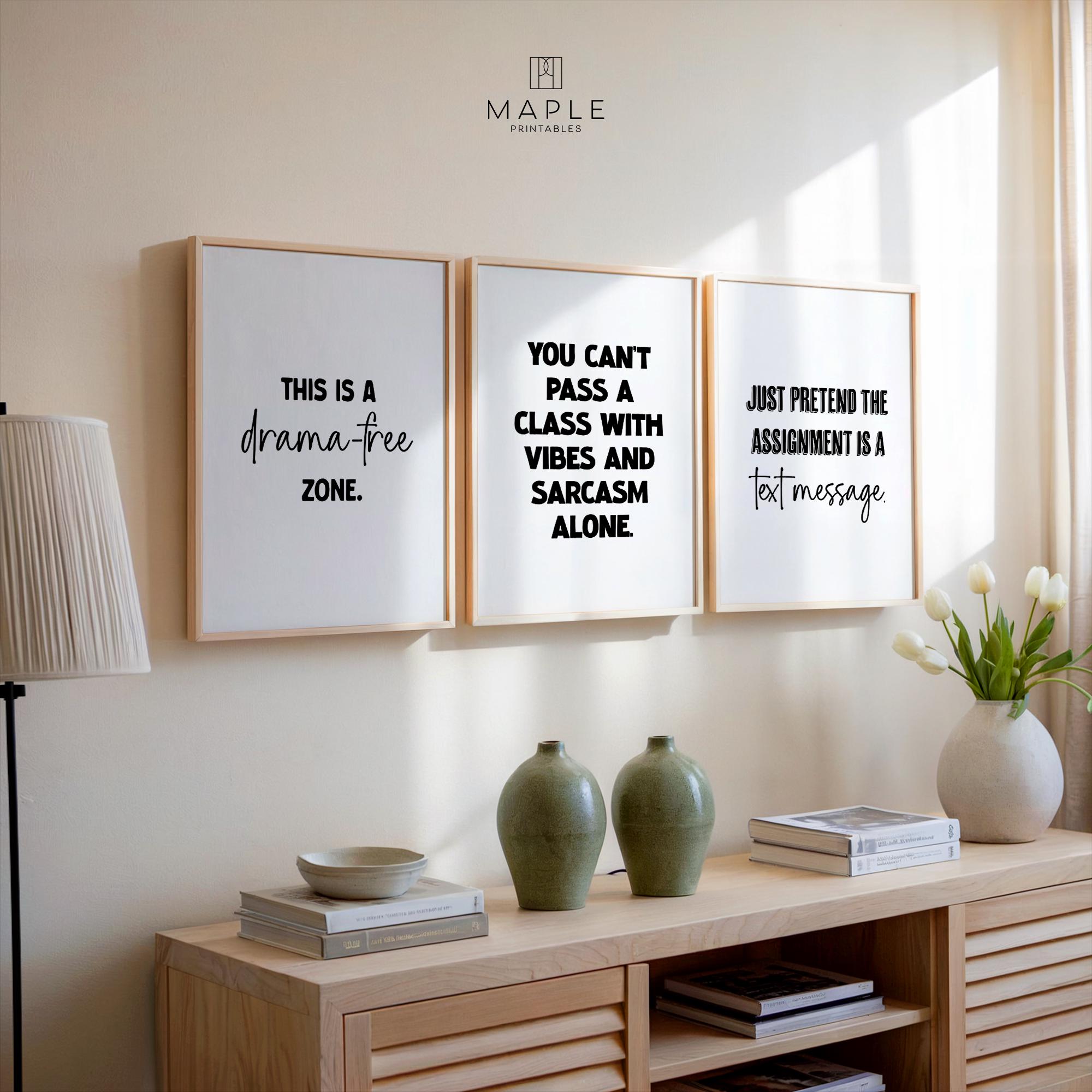 Classroom Gallery Wall of 6 Funny and Sarcastic Prints, Printable Wall ...