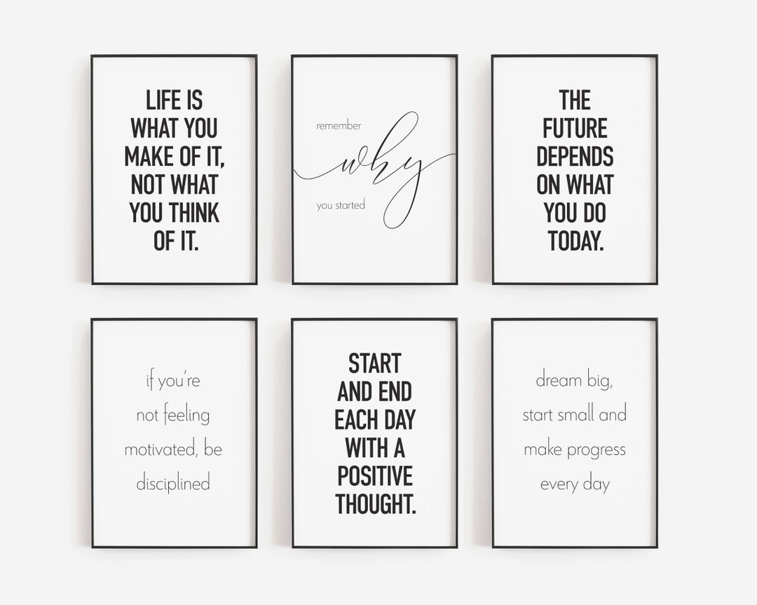 Motivational Posters, Set of 6 Prints, Home Office Decor for Women, Motivation Wall Art ...