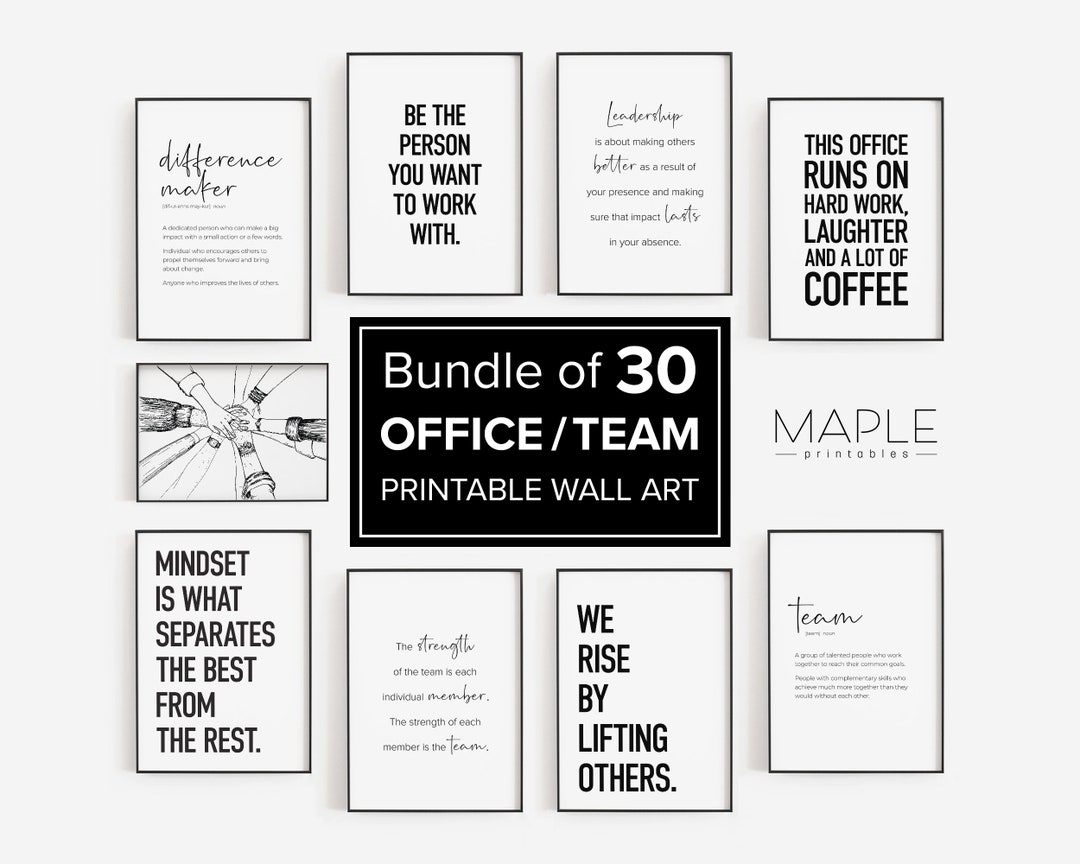 Motivational Office Decor for Team, Mega Bundle of 30 Prints, Modern ...