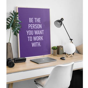 Office Wall Art Set of 6 Purple Teamwork Prints, Printable Wall Art for ...