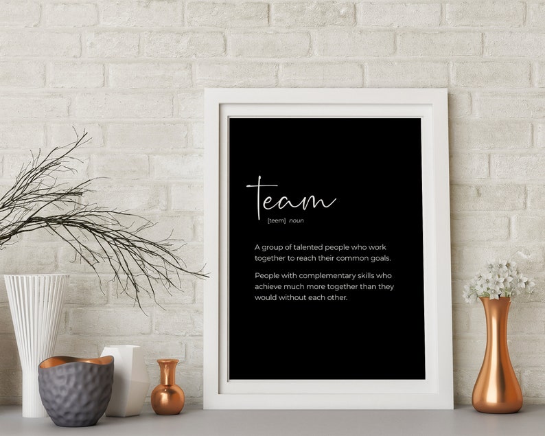 Team Definition Poster Office Decor Wall Art Teamwork - Etsy