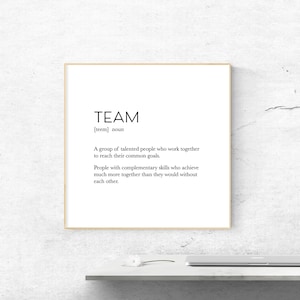 Team Definition Poster, Teamwork Printable, Teamwork Wall Art, Growth ...