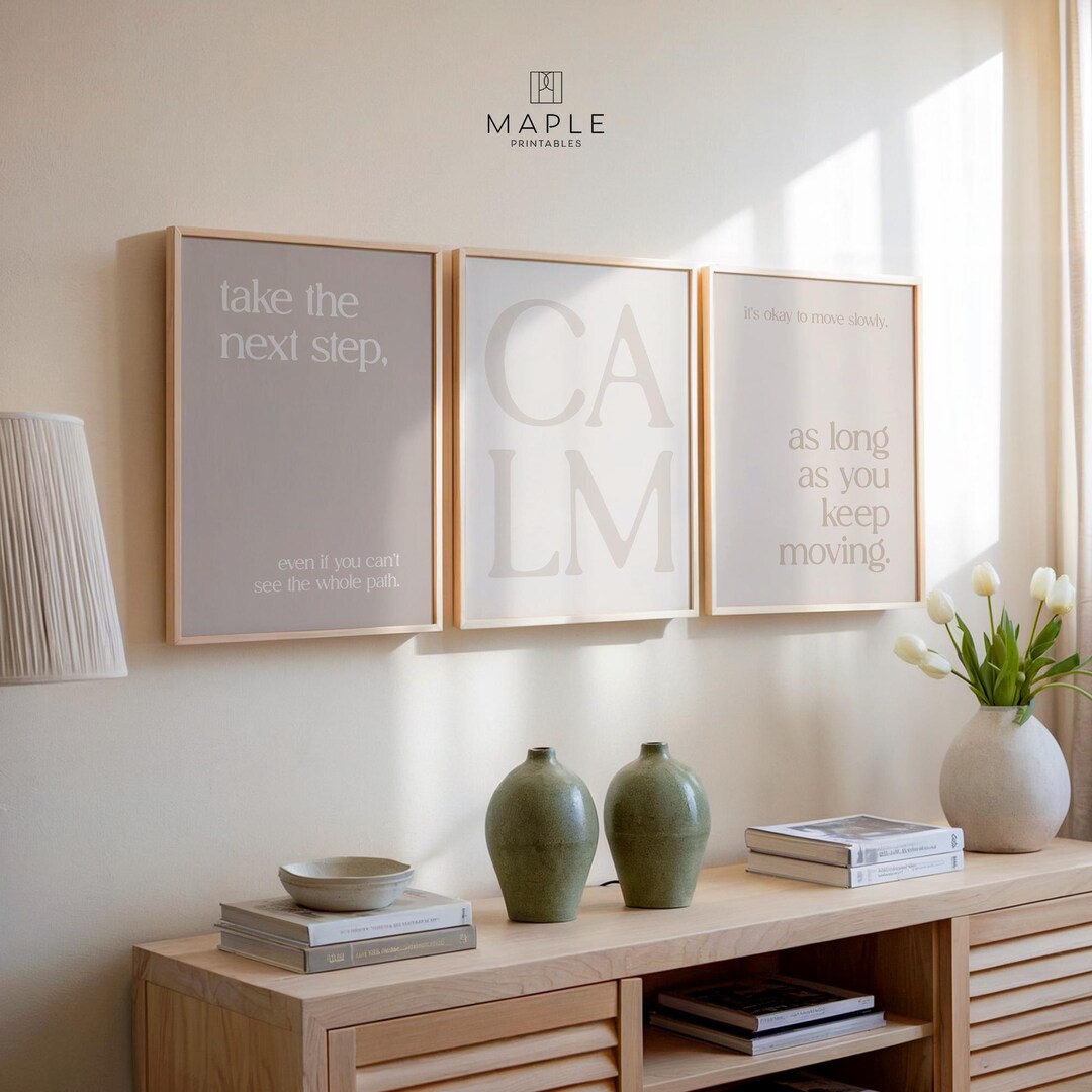 Neutral Motivational Wall Art: Calming Home Office Posters, Positive ...