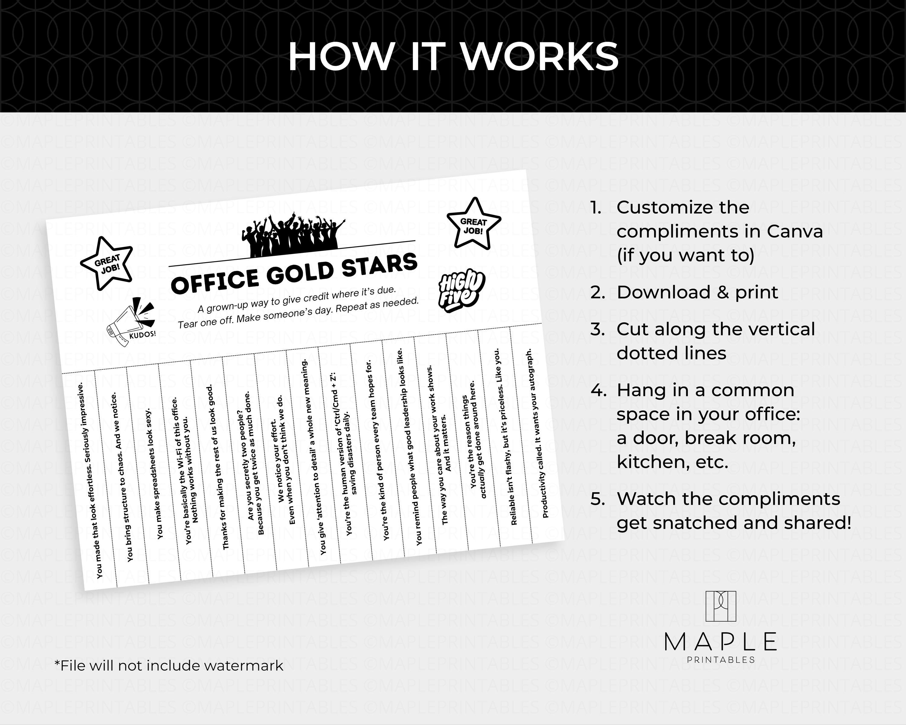 Printable Tear-off Office Compliments, Editable Office Canva Template ...