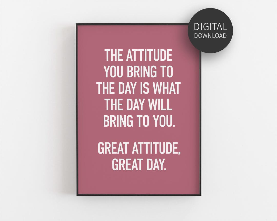 Motivational Poster, Pink Attitude Wall Art, Printable Office Decor ...