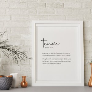 Team Definition Poster, Office Decor Wall Art, Teamwork Printable ...