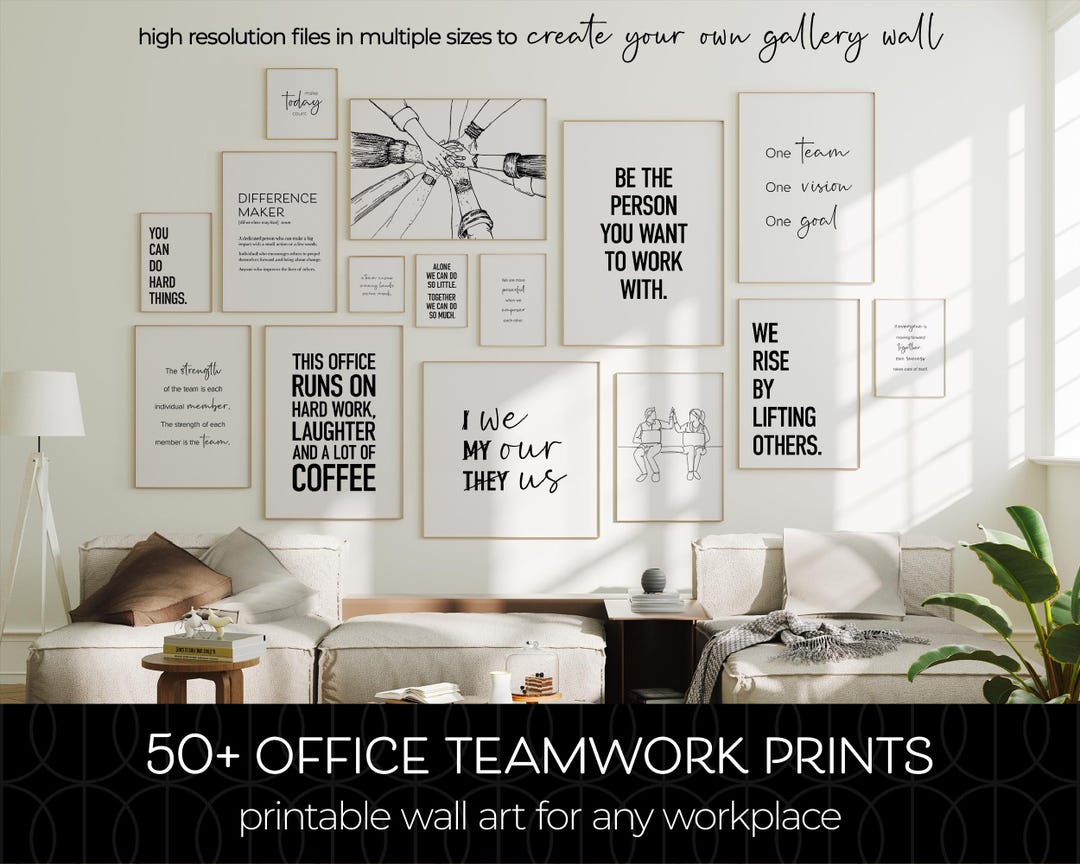 Teamwork Wall Art, Motivational Prints for Office Decor, Bundle of 50 ...