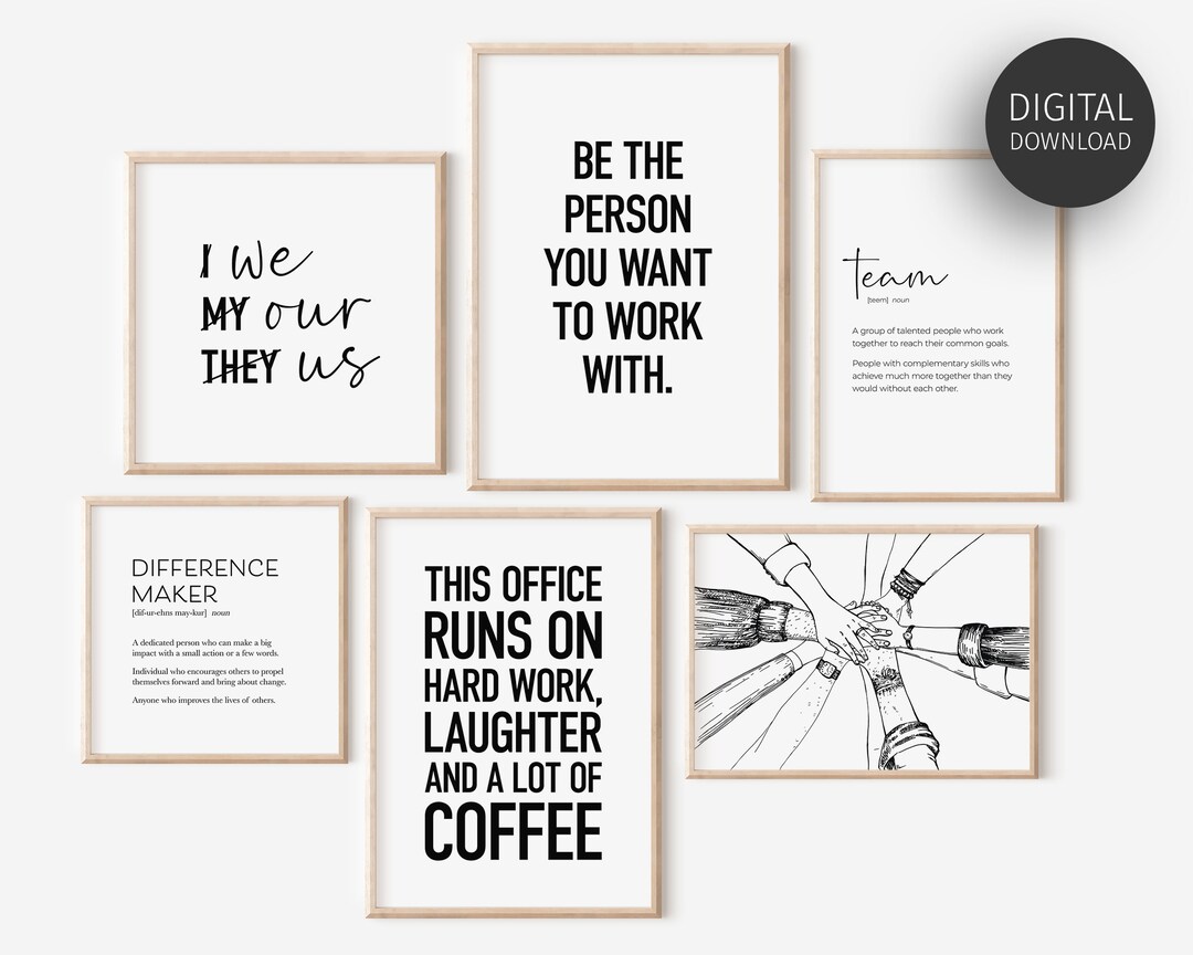 Team Office Decor Set of 6 PRINTABLES Teamwork Quote - Etsy