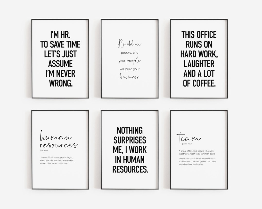 HR Office Decor, Set of 6 PRINTABLES, Human Resources Humor, Funny HR ...