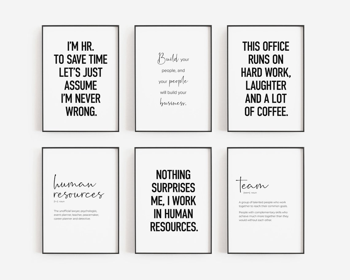 HR Office Decor, Set of 6 PRINTABLES, Human Resources Humor, Funny HR ...