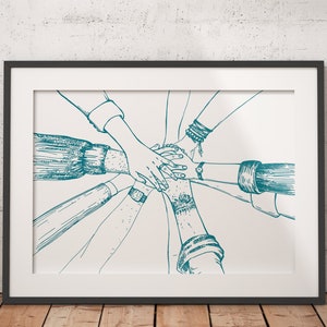 Navy Blue Teamwork Wall Art, Printable Team Office Decor, Inspirational ...