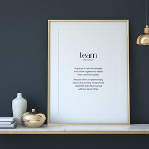 Team Definition Poster, Teamwork Printable, Teamwork Wall Art ...