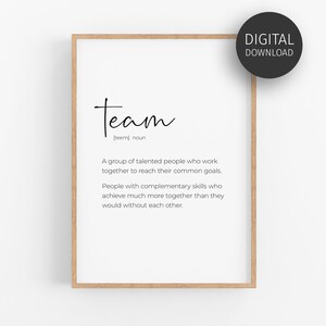 Team Definition, Teamwork Quote Printable, Set of 2 Prints, Teamwork ...