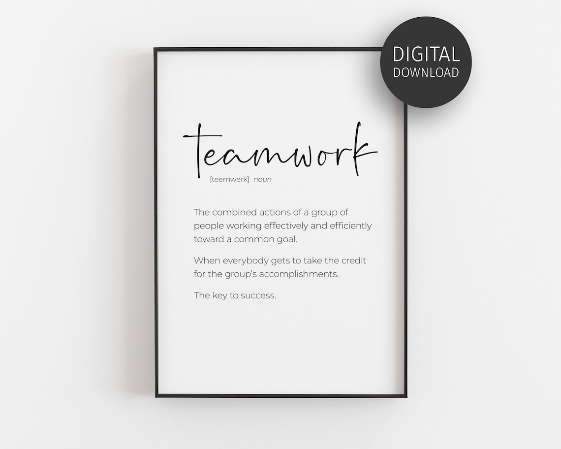 Teamwork Quote Printable Definition Poster Office Decor - Etsy