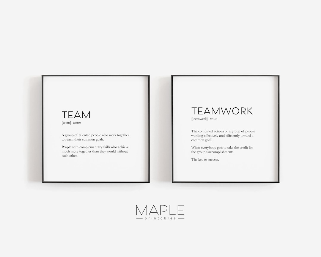Team Teamwork Definition Set of 2 Prints Teamwork Quote - Etsy