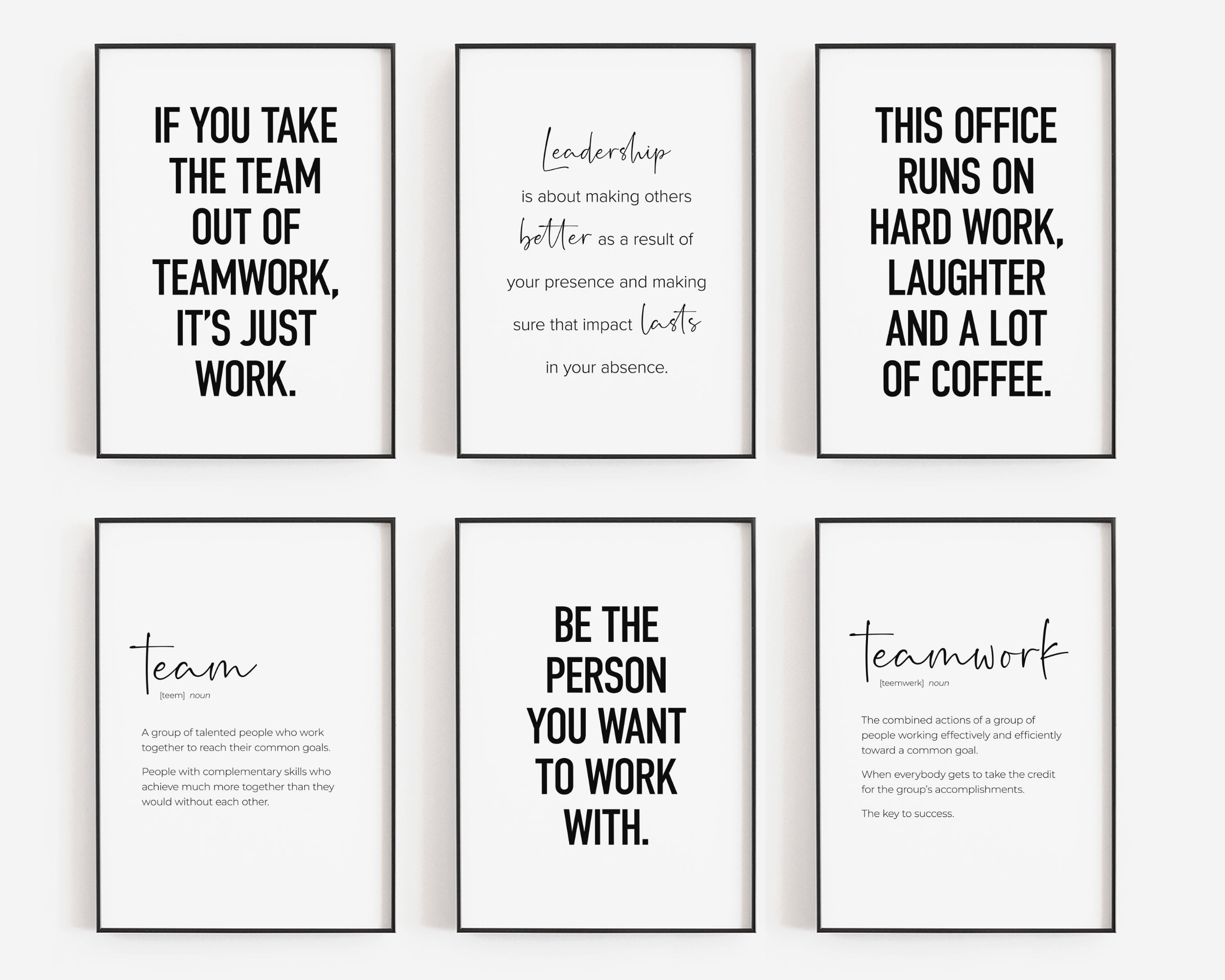 Team Office Decor Set of 6 PRINTABLES Teamwork Wall Art - Etsy Canada