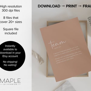 Team Office Decor, Set of 6 PRINTABLES, Teamwork Quote, Motivational ...