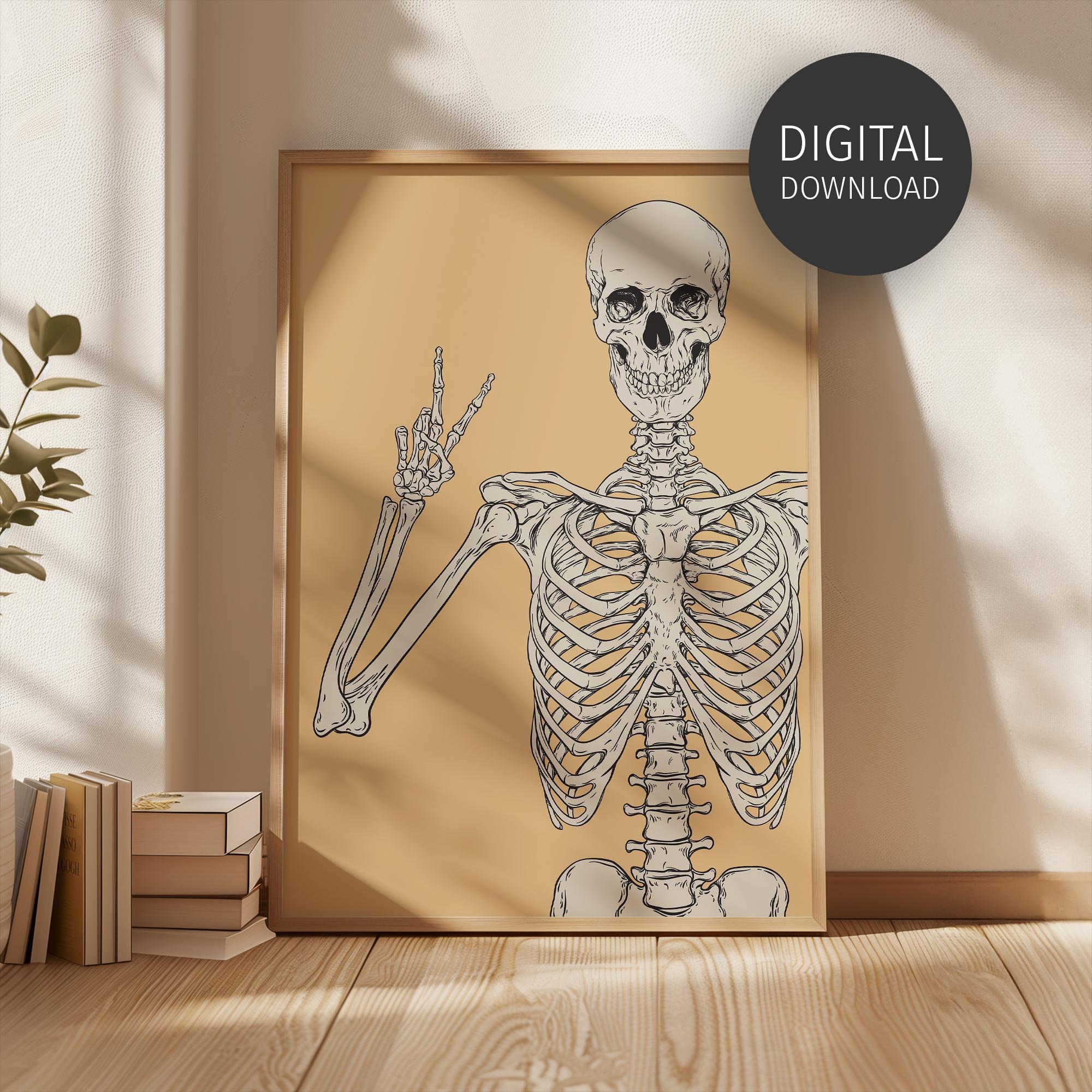 Funny Halloween Poster, Skeleton Print, Trendy Halloween Decor, Spooky ...