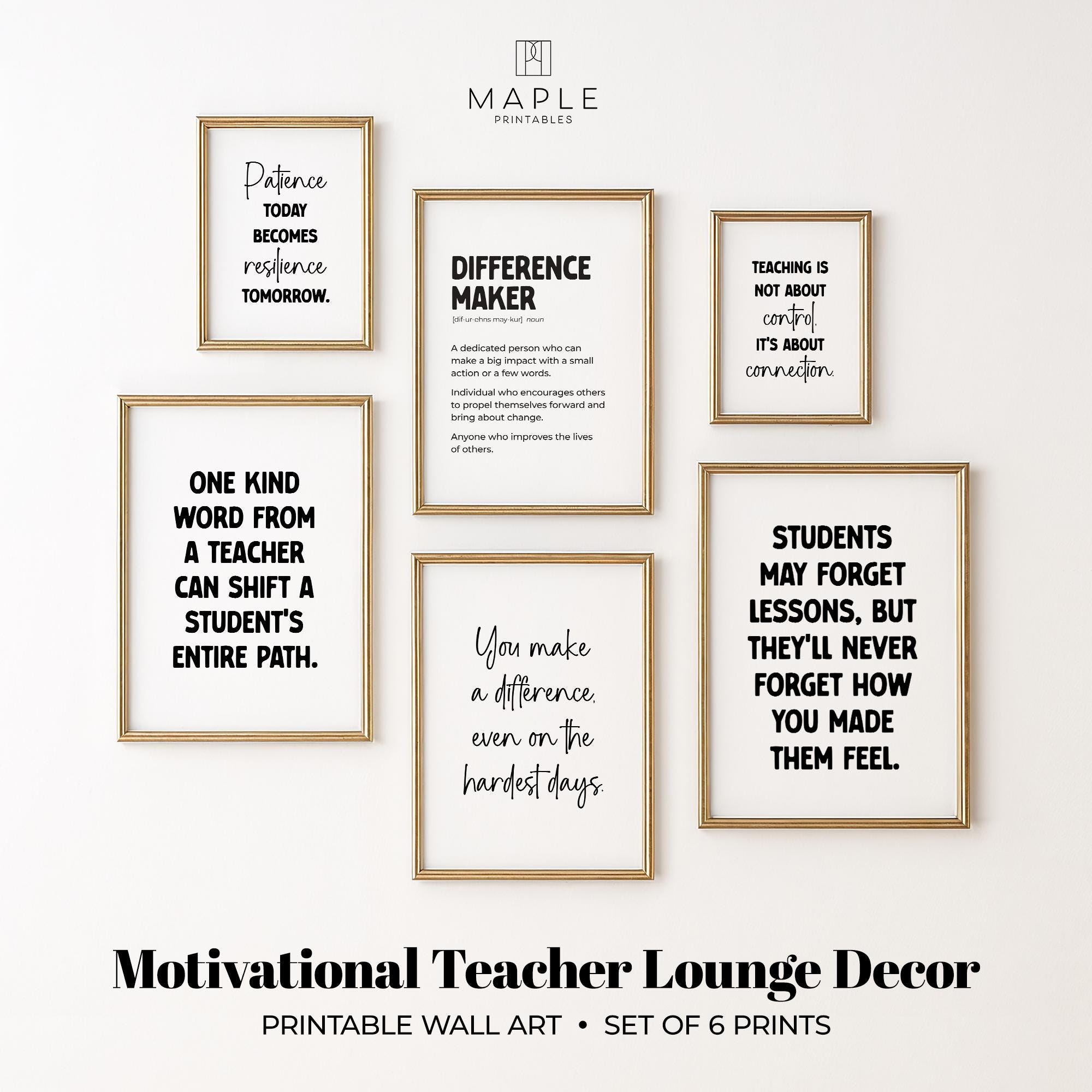 Teacher Lounge Decor Set of 6 Motivational Prints, Printable Wall Art ...