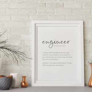 Engineer Gifts, Printable Engineer Definition, Structural Engineer ...