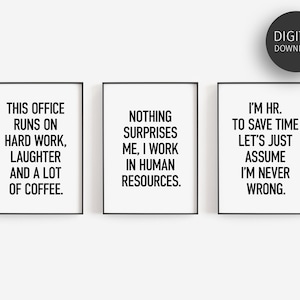 HR Office Decor, Set of 6 PRINTABLES, Human Resources Humor, Funny HR ...