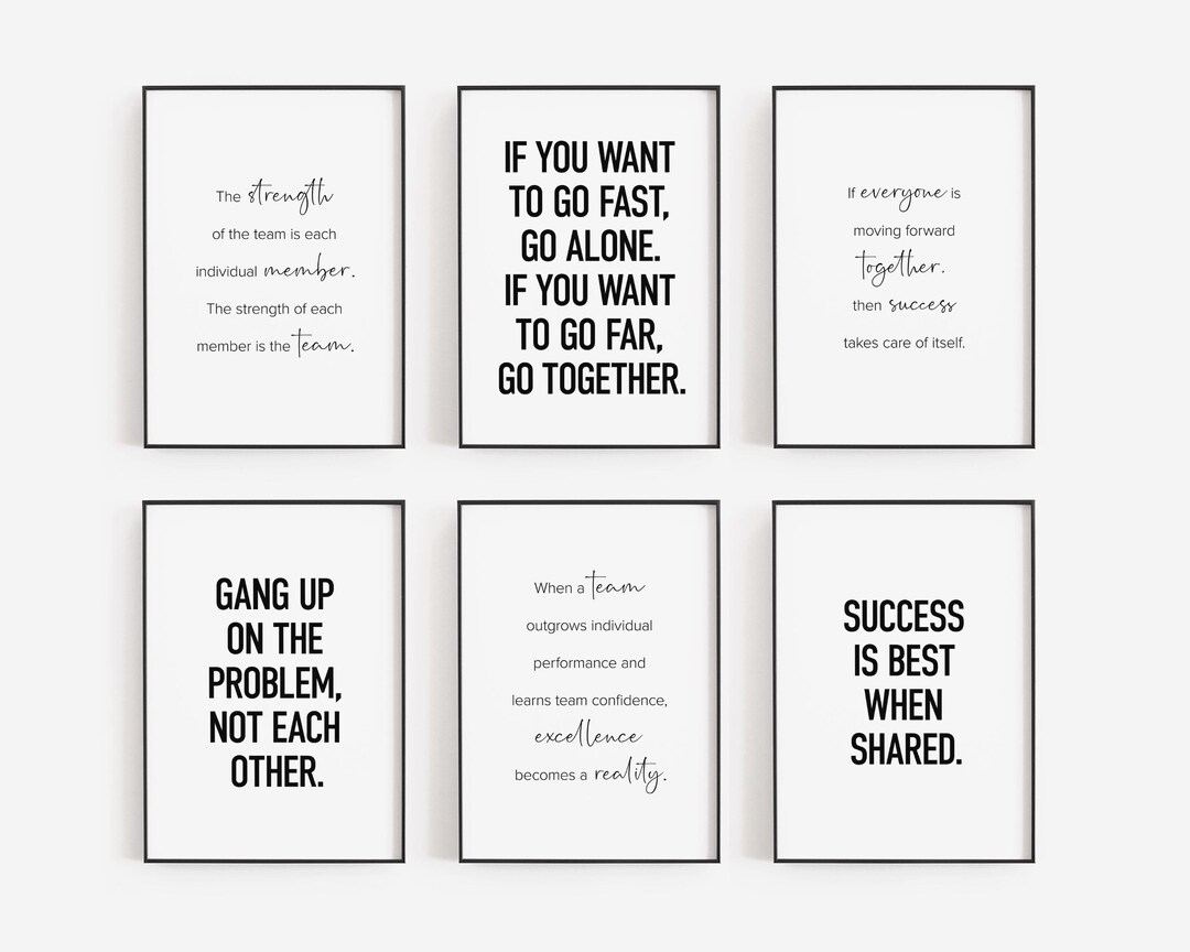 Team Office Decor, Set of 6 PRINTABLES, Teamwork Wall Art, Office ...