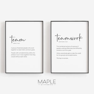 Team Definition, Teamwork Quote Printable, Set of 2 Prints, Teamwork ...