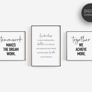 Team Office Decor, Set of 6 PRINTABLES, Teamwork Quotes, Motivational ...