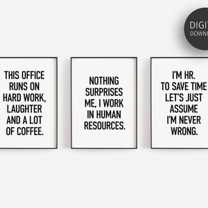 HR Office Decor, Set of 6 PRINTABLES, Human Resources Humor, Funny HR ...