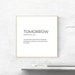 Tomorrow Definition Definition Print Downloadable Print - Etsy