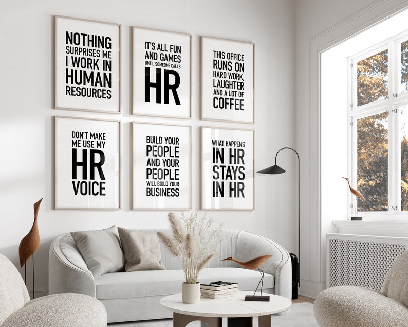 HR Office Decor, Set of 6 PRINTABLES, Human Resources Wall Art, Zoom ...
