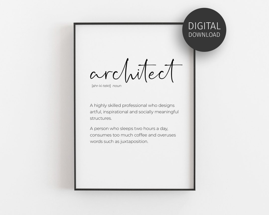Architect Definition Print, Architect Graduate, Architect Gift Ideas ...