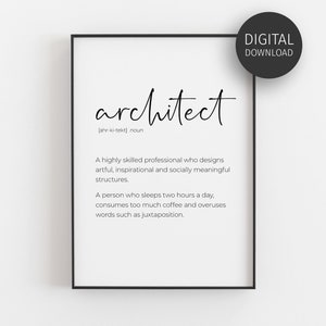 Architect Definition Print, Architect Graduate, Architect Gift Ideas ...