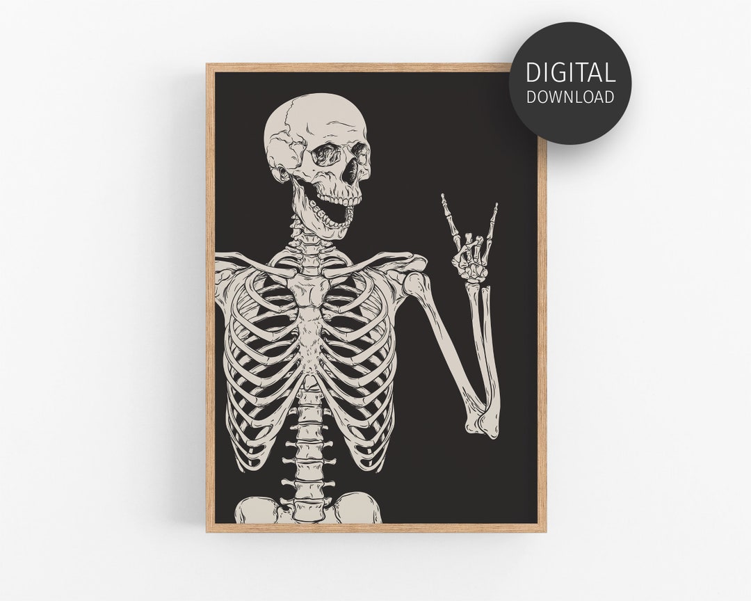 Halloween Poster, Funny Skeleton Print, Halloween Party Decor ...