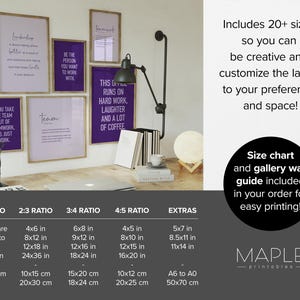 Office Wall Art Set of 6 Purple Teamwork Prints, Printable Wall Art for ...