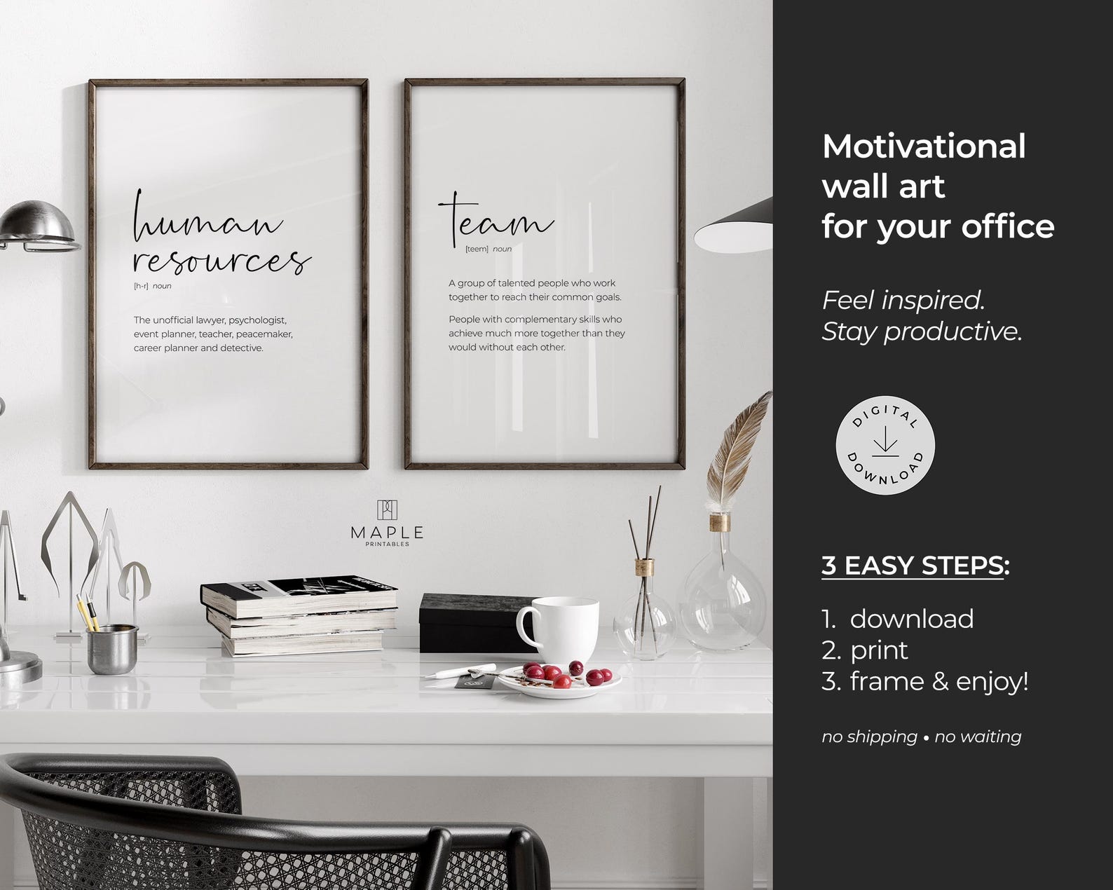 HR Office Decor, Set of 2 Printables, Human Resources Prints, Team ...