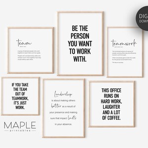 Team Office Decor, Set of 6 PRINTABLES, Teamwork Wall Art, Work ...