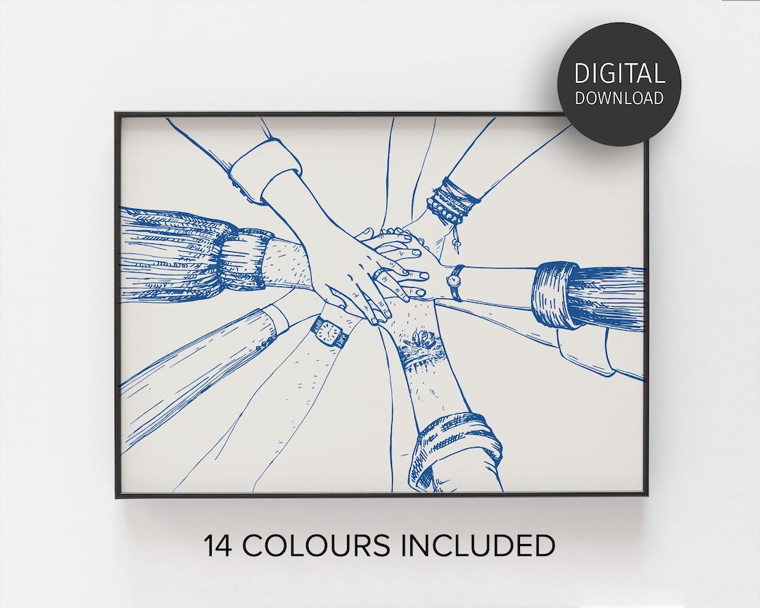 Blue Team Office Decor, Teamwork Wall Art, Printable Office Art for ...