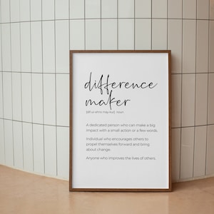 Difference Maker Definition Print, New Teacher Office Decor ...