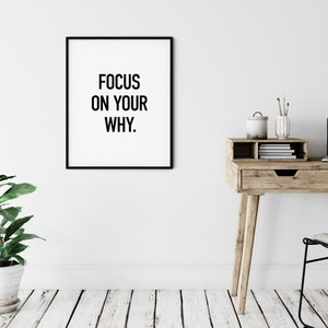Motivational Poster, Focus on Your Why, Printable Wall Art, Home Office ...