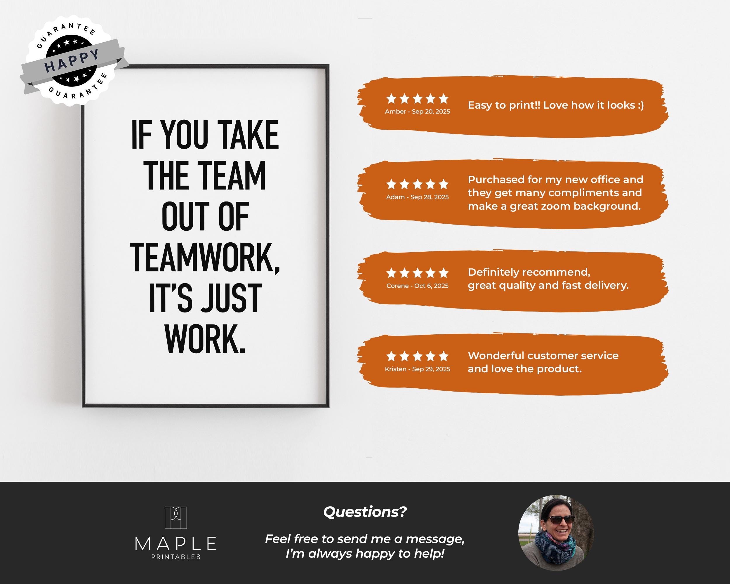Teamwork Quote Printable, Teamwork Poster, Downloadable Print, Bold ...