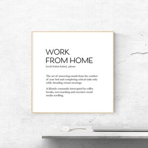 Work From Home Definition Print, Work From Home Gifts, Home Office ...