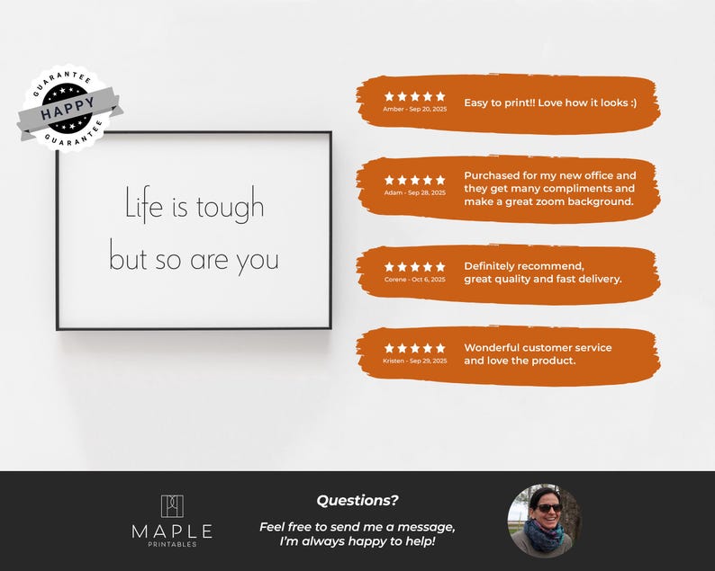 Motivational Life Quote: Life is Tough but so Are You, Printable ...