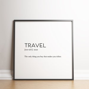 Travel Definition, Definition Print, Downloadable Print, Minimalist ...