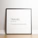 Travel Definition, Definition Print, Downloadable Print, Minimalist ...