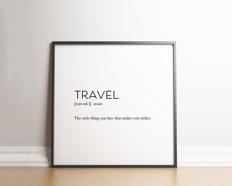 Travel Definition, Definition Print, Downloadable Print, Minimalist ...