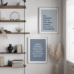 Classroom Decor Set of 6 Motivational Prints, Blue Printable Wall Art ...