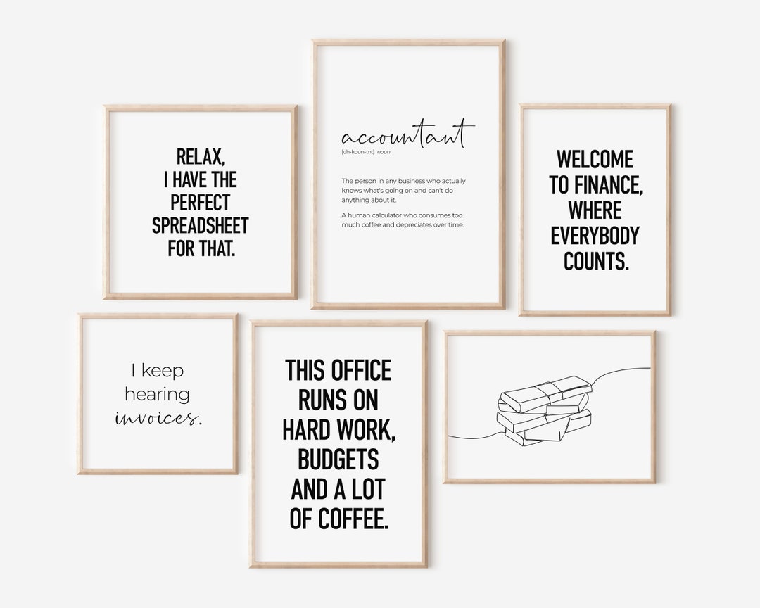 Accountant Office Decor, Set of 6 PRINTABLES, Accounting Prints, Funny ...