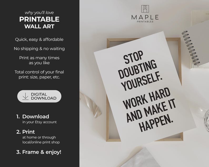 Motivational Poster, Desk Decor for Women, Empowering Decor, Printable ...