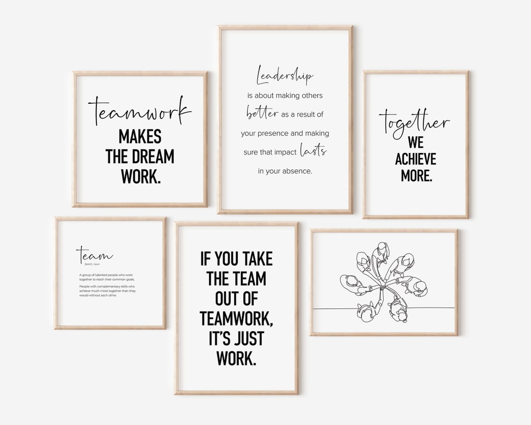 Team Office Decor, Set of 6 PRINTABLES, Teamwork Quotes, Motivational ...